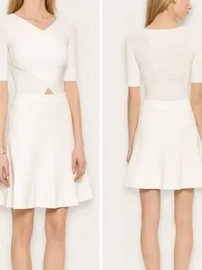 Club Monaco | Dresses | Club Monaco White Ribbed Fitandflare Mini Dress ...